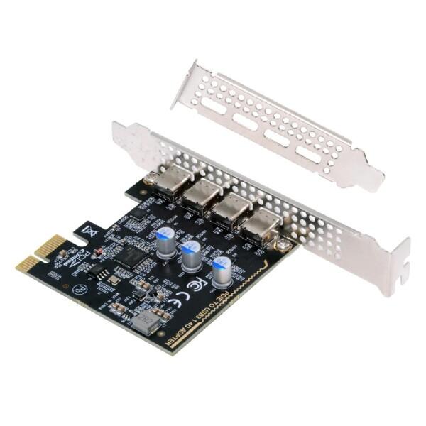 NFHK 5Gbps USB3.1 Gen1 USB-Cメス4ポート - PCI-E 1xカードアダプター uPD720201 ロープロファイルブラケット付き商品コード：49081478477型番：UC-087-4C1) 追加の電源は必要な...