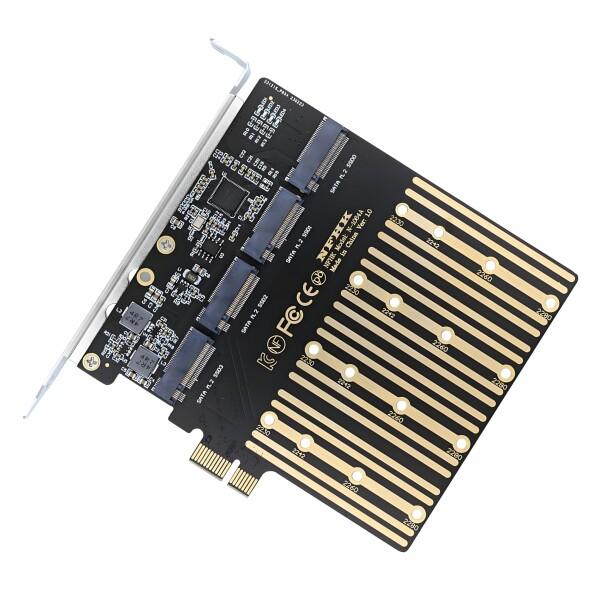 4つのSATA NGFFキーB+M SSDからPCI-Express 1xマザーボードデスクトップアダプタコンバータSSDカードASM1064 2280商品コード：49081478479型番：SA-061-NGカラー：ブラック1) PCI-...