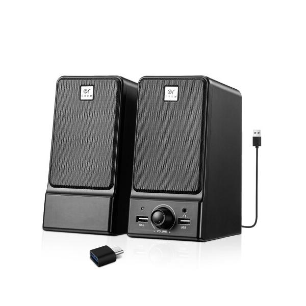 OROW PCスピーカー 16W出力 USBスピーカー ラップトップスピーカー ヘッドホンジャック＆つまみ付き パソコン/モニター用(S203)商品コード：49081478489型番：S203カラー：ブラック【DSP(デジタルオーディオ)を...
