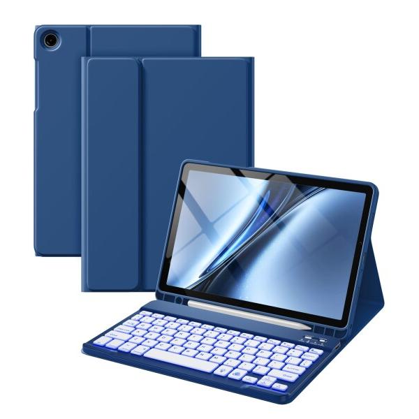 Samsung用 キーボードケース - 対応Galaxy Tab A9+ 11 インチ 全面保護 防汚材質 マグネット着脱式キーボード 静音キー 7色バックライト日本語取扱説明書付き US配列 ネイビー商品コード：49081478819型番...