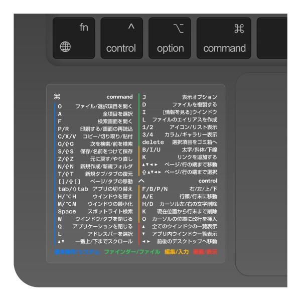 LOGIX ショートカットキー・シール MacOS 新デザイン版 2枚組 日本語版 一覧表 早見表 ステッカー MacOS/MacBook Air/Pro 防水 高耐久 クリアホワイト 透明白字/L マットラミネート商品コード：490814...