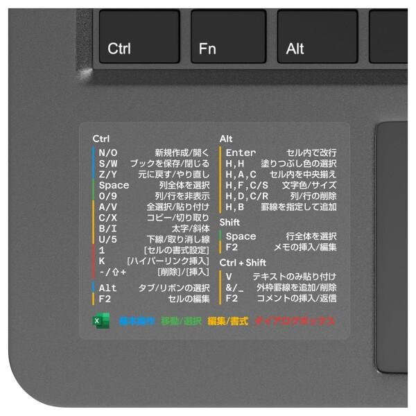 LOGIX「Excel/PowerPoint」2枚組 Windows用 ショートカットキー・シール 日本語版 一覧表 早見表 ステッカー エクセル/パワーポイント 防水 高耐久 マットラミネート クリアホワイト (透明・白字)/M商品コード...