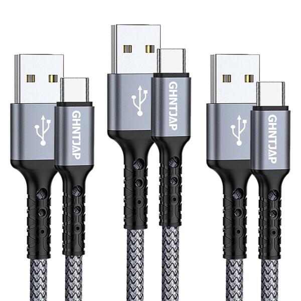 GHNTJAP USB Type C ケーブル 1M  USB A to USB C ケーブル 3A急速充電 QC3.0/2.0対応 iPhone15/Galaxy/Pixel/Xperia/LG等タイプc機器対応 ナイロン編み商品コード：...