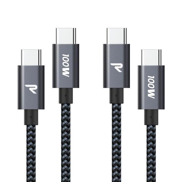 RAMPOW USB C ケーブル PD3.0対応 100W/5A 超高速充電 データ転送 断線防止 高耐久ナイロン iPhone17/Air/16/16e/15 充電 MacbookPro/iPad Pro&amp;Air/Galaxy/...