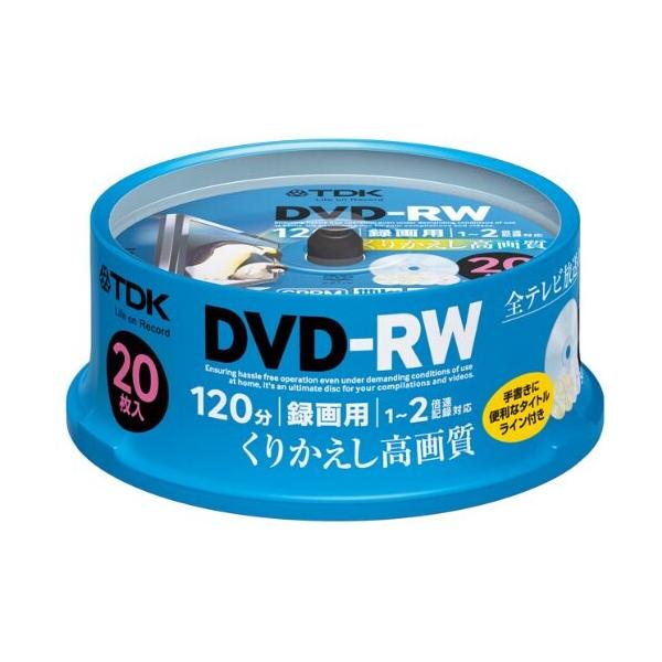 【発売日：2009年10月09日】TDK 録画用DVD-RW CPRM対応 1-2倍速対応 5色カラーミックス 20枚スピンドル DRW120DMA20PU商品コード：49081479754型番：DRW120DMA20PU入数:20著作権保...