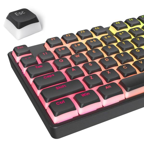 XDA プロファイル ブラックプディング PBT キーキャップ 117 個入り ダブルショットシャインスルー US レイアウト 60%/65%/75%/80%/100% MX スイッチ機械キーボード対応(XDA-Black Pudding)...