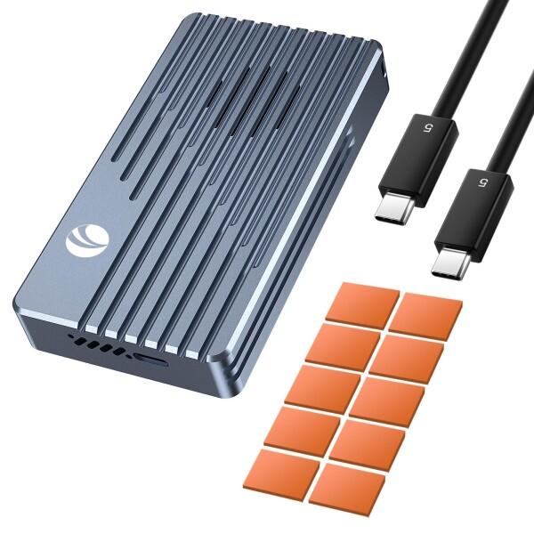 VCOM M.2 NVMe SSDケース Thunderbolt 5 対応 80Gbps 高速転送 アクティブ冷却ファン搭載 アルミ合金 外付けSSDケース 2280 専用 Mac/Windows対応 (NVMe専用 80G)商品コード：4...