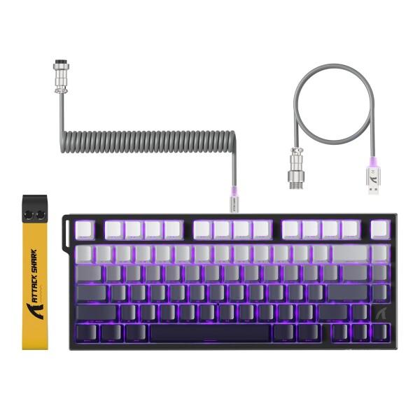 ATTACK SHARK R82HE ゲーミングキーボード ラピッドトリガーメカニカル有線75% コンパクトRT0.005mm 8000hz RGB バックライトUSB 磁気スイッチキーボード 80キー 0.08msディレイ ダブル PBT...