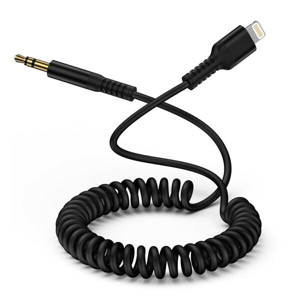 AUXケーブル iPhone コイル式 3.5mm to Lightning 交換ケーブル Hi-Fi音質 0.4m-1m自由伸縮 Haoano ライトニング 車載用オーディオカールコード ヘッドホン スピーカー カーステレオ iPhone...