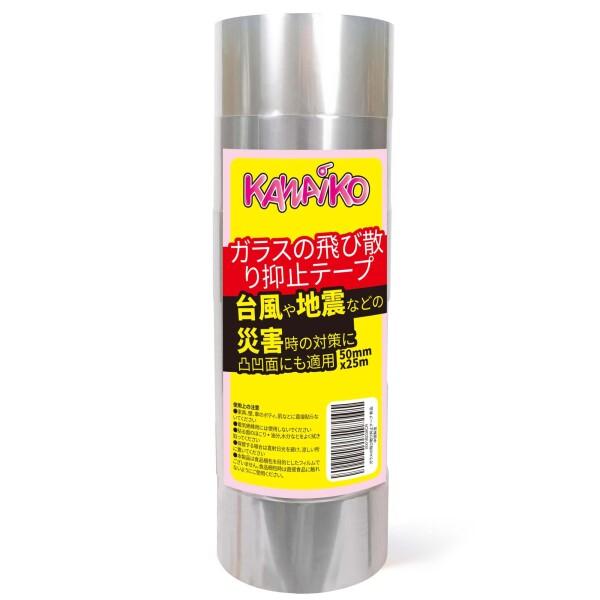 KAWAIKO ガラスの飛び散り抑止テープ 台風対策 50MM X 25M巻 6ロールセット商品コード：49081553117型番：TP06-fサイズ：50mm x 25m【窓ガラスの飛散防止で、災害時も安心】台風の強い風や地震の揺れで窓ガ...