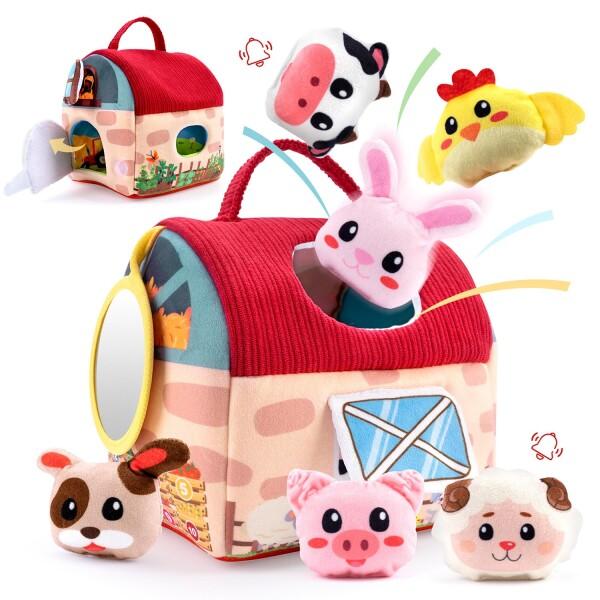 赤ちゃん おもちゃ 布のおもちゃ ぬいぐるみ 動物セット ミニハウス付き 知育玩具 やわらか 洗濯可能 ギフトに最適商品コード：49081608101型番：NCWU01サイズ：標準サイズカラー：レッド【やわらかな布製おもちゃ】動物ぬいぐるみ...