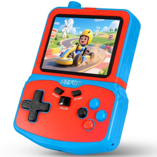 子供向け携帯ゲーム機 レトロ220種類内蔵 ポータブル本体 子供用おもちゃ 3.5インチIPS画面 充電式 ハンドヘルドタイプ コンパクト設計 日本語説明書付き 旅行 車内 外出 遊び 男の子 女の子 誕生日プレゼント 入門用モデル-青商品...
