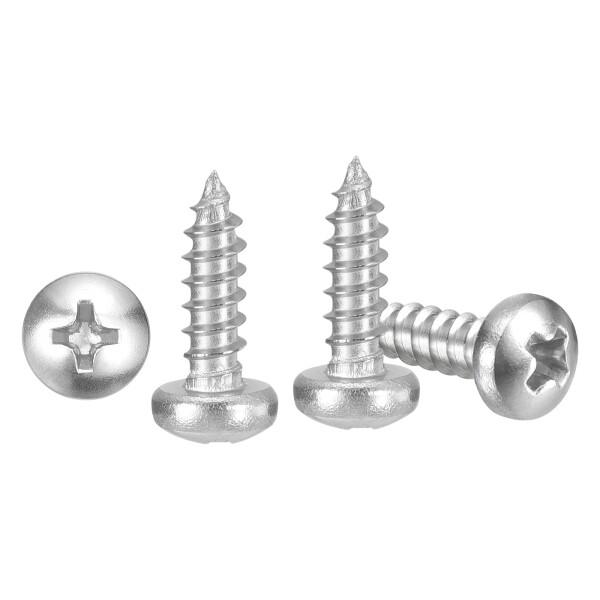 METALLIXITY プラスパンヘッドセルフタッピングスクリュー（#4x3/8"）25個 304ステンレス鋼セルフドリリングスクリュー 金属 木材 プラスチック用 キャビネット 壁 シャッタープレート ロック家具用 シルバートーン商品コー...