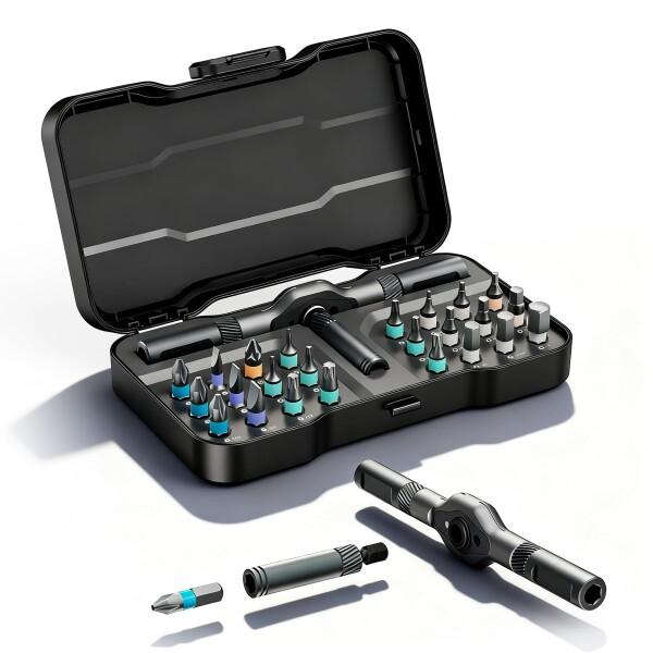 DonGee ラチェットドライバーセット 磁気ドライバーセット  コンパクト多用途工具キット マグネット式ビット 磁力交換 差替式 取り外し DIY対応 コンパクト収納自転車修理用 家具、PC修理用 (24合1)商品コード：49081736...