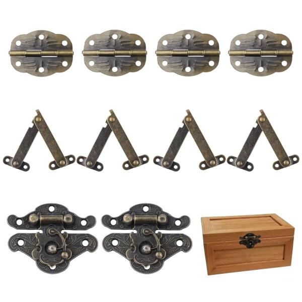 MOROBOR アンティークロックラッチ 2セットヒンジキット - DIYジュエリーボックスロックラッチセット、木製ジュエリーレトロヒンジ、ボックスは含まれていません商品コード：49081785016型番：W-MOR1641-JP??【パッ...