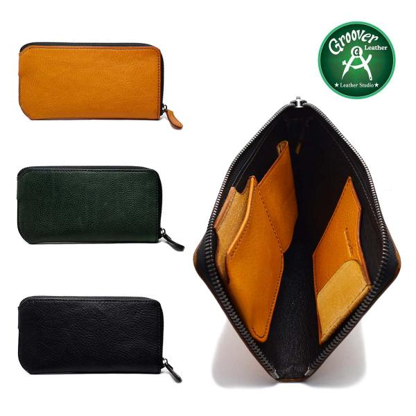 ■メーカー名：Groover Leather 【グルーバーレザー】■品名：L型ジップウォレット　GLW-300■素材：トスカーナシュリンクレザー・牛革■カラー：・ナチュラルブラウン・モスグリーン・ブラック裏貼り：ブラック　/ピッグスキン・豚...