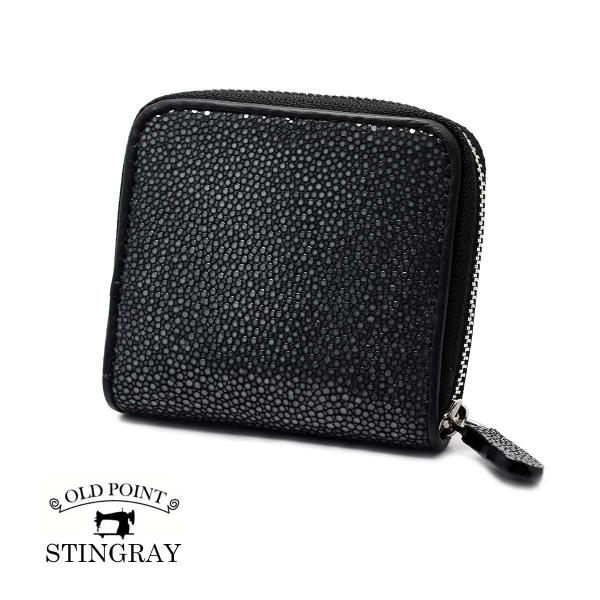 ■品名：エリチェ 極小ラウンドコインケース ■素材： 外装：ブラックポリッシュ　/エイ革 内貼：ブラック　/牛革 ■サイズ： 本体/ W/80mm H/70mm D/20mm■スティングレイ（エイ革） ガルーシャとも呼ばれ、昔から『海の宝石...