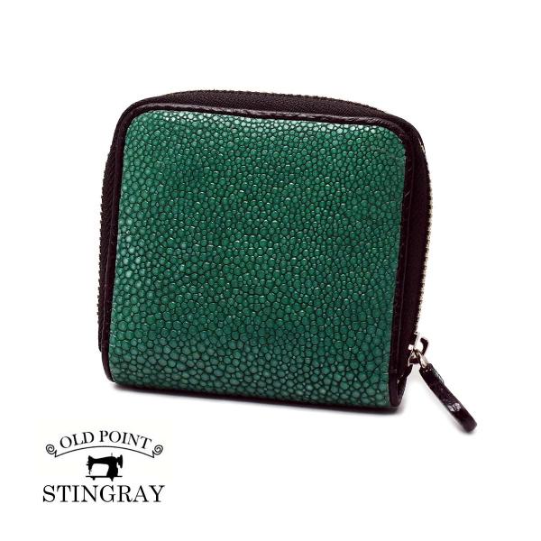 ■品名：エリチェ 極小ラウンドコインケース ■素材： 外装：グリーンポリッシュ　/エイ革 内貼：ブラック　/牛革 ■サイズ： 本体/ W/80mm H/70mm D/20mm■スティングレイ（エイ革） ■スティングレイ（エイ革） ガルーシャ...