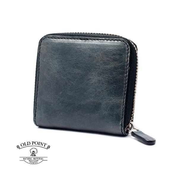 ■品名：エリチェ 極小ラウンドコインケース ■素材： 外装：ブルーグレー　/オイルレザー・牛革 内貼：ブラック　/牛革 ■サイズ： 本体/ W/80mm H/70mm D/20mm■オイル仕上げ 厳選した上質で美しい光沢とシワ感を持つ、オイ...