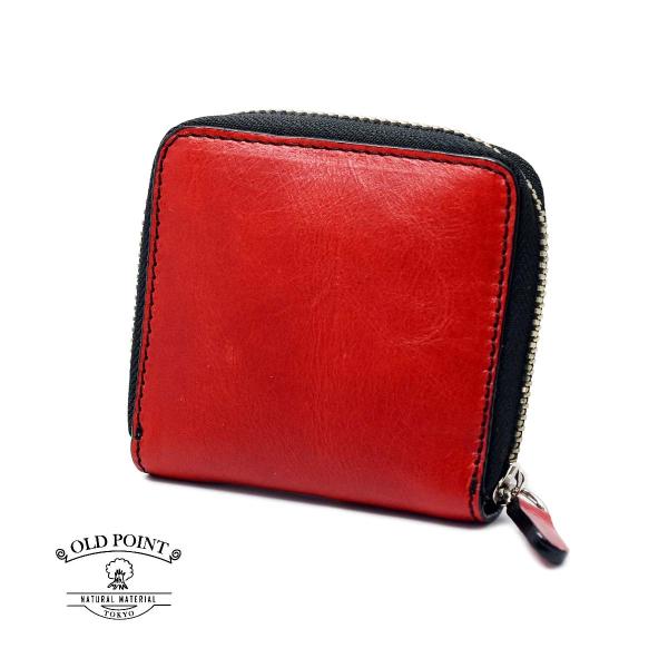 ■品名：エリチェ 極小ラウンドコインケース ■素材： 外装：レッド　/オイルレザー・牛革 内貼：ブラック　/牛革 ■サイズ： 本体/ W/80mm H/70mm D/20mm■オイル仕上げ 厳選した上質で美しい光沢とシワ感を持つ、オイルレザ...