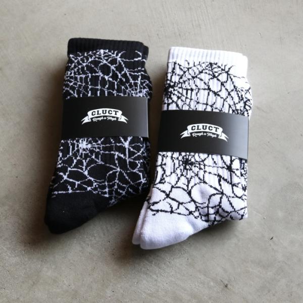 CLUCT 靴下 メンズ 小物 クラクト スパイダー ウェブ 総柄 ソックス LAWS SOX ブラック/ホワイト BLACK/WHITE 2色展開素材コットン 80% ,ポリエステル 10%, スパンデックス 7% ,ナイロン3%サイズ ...