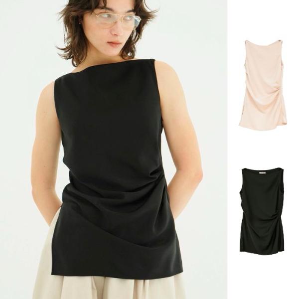 CLANE 正規商品 クラネ サテン ドレープ トップス SATIN DRAPE TOPS ベージュ/ブラック BEIGE/BLACK 2色展開素材ポリエステル100%サイズ 1着丈 67cm 肩幅 34cm  バスト 87cm※公式参照コ...