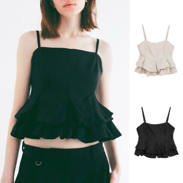 即日発送 CLANE 正規商品 クラネ バブル ペプラム キャミ トップス BUBBLE PEPLUM CAMI TOPS ベージュ/ブラック BEIGE/BLACK 2色展開素材表地 麻52% レーヨン46% ポリウレタン2%裏地 ポリエ...