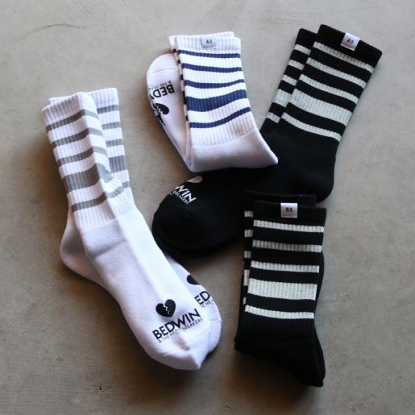 BEDWIN &amp; THE HEARTBREAKERS 靴下 正規販売 ベドウィン 2足セット ソックス 2 Pcs PACK GYM SOCKS "LARRY" ネイビー/グレー 2色展開 使用素材コットン 62%, アクリル 18...