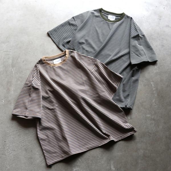 CHARGER トップス ユニセックス チャージャー オリジナル ボーダー スピンドル Tシャツ Border Spindle S/S Tee カーキ/ベージュ 2色展開素材本体：ポリエステル 52%,レーヨン 43%,ポリウレタン 5%リ...
