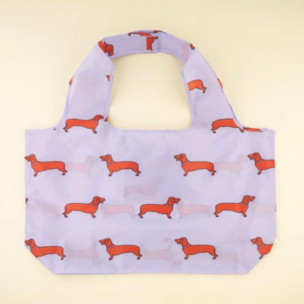 Dachshund Reusable Bag Purple使用素材- 素材：リサイクルポリエステル100%- 展開時のトートバッグのサイズ：長さ55cm x 高さ32cm- ハンドルの高さ：25cm- 中国製コメントCoucou Suzet...