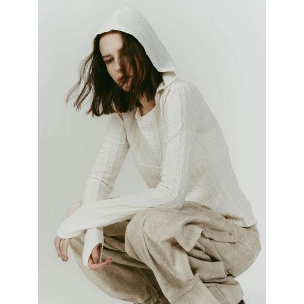 Knuth Marf トップス クヌースマーフ ピアス フーディー ジャカード トップ hooded jacquard top ホワイト/ブラック White/Black 2色展開使用素材ポリエステル90%/ポリウレタン10%サイズ Fre...