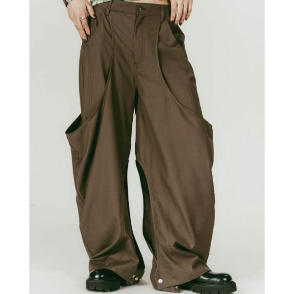 Knuth Marf  high-boot detail pants unisex ブラック/ブラウン/グレー 3色展開素材ポリエステル80%/レーヨン20%サイズ XS(平置き/参考身長〜155cm)ウエスト 37.5cm ヒップ 50....