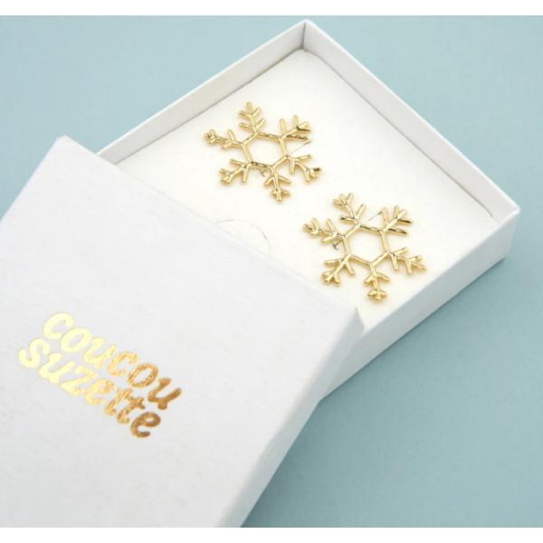 ククシュゼット 正規商品 ピアス 両耳 ギフト 新作 冬 クリスマス Coucou Suzette 雪の結晶 ピアス Snowflake earrings ゴールド Gold使用素材真鍮100%、ステンレススチールロッドサイズ縦 約3cm×...