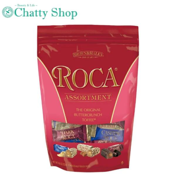 Brown&amp;Haley〜Almond Rocaシリーズ個包装なのでシェアしやすく、ギフトにも最適。地元の新鮮なバターをじっくり煮詰めて作ったバタークランチをミルクチョコレートで包み、クラッシュした上質なカリフォルニア・アーモンドを絡...