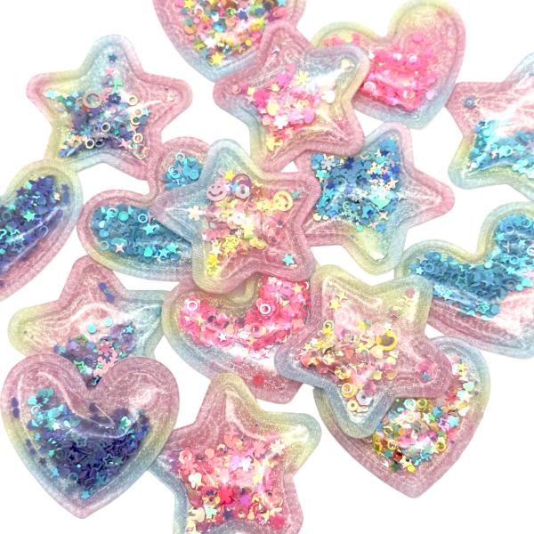 ご覧いただきましてありがとうございます。ピアスやイヤリング、ヘアアクセサリーなど色々な用途でお使いください＾＾【商品説明】（内容数）2個（デザイン）ハート、星（サイズ）画像参照お願いします（多少の誤差がある場合がございますのでご了承ください...