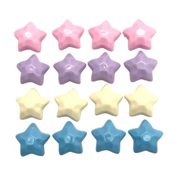 ご覧いただきましてありがとうございます。マカロンカラーの可愛い星型デコパーツです。表面がデコボコしているのでより立体に見えます。いろいろな用途でご使用ください。■サイズ：直径約2.2cm×2.2cm 厚み約5.4mm■内容数：各2個■カラー...