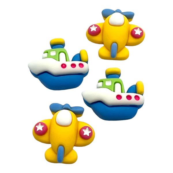 ご覧になって頂きありがとうございます。乗り物シリーズでアニメチックなモチーフになっています。後ろが平らになっているので使いやすいです。インテリアや、ヘアゴム、お子様の服、バックなどいろいろな用途でご使用ください。【内容数】同タイプ2個【サイ...