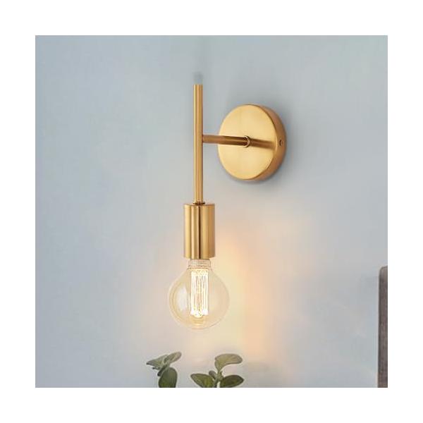 ◆真鍮のゴールド色は柔らかい光と組み合わせ、お部屋に優しく照らし、高級感が溢れています。◆シンプルなデザイン：電球よりイメージが変われますが、お好みの電球を取り付けてお楽しみください。◆仕様：口金E26　LED電球・電球型使用可（電球は別売...