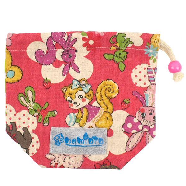 巾着(小) 日本製 ラブリーアニマル レッド《入園・入学》 rack