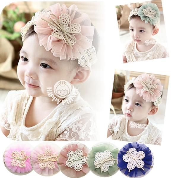 ヘアバンド メッシュ お花 赤ちゃん用 ベビー用 子供用 1歳 1才 2歳 2才 3歳 3才（10）ギフト 出産祝い 内祝いお返しのプレゼントに♪◆メッシュお花がかわいいベビー＆子供用ナチュラルレースのヘアバンド。 無料ラッピング対応可