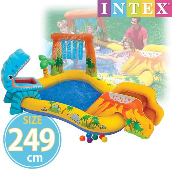プール ビニールプール 大型 2m キッズ 子供用プール インテックス INTEX ダイナソープレイセンター 249×191×109cm ボール シャワー ボール 水あそび レジャープール 家庭用プール 【249cm】 ダイナソア