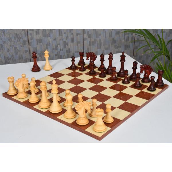 【チェス駒】・素材：バドローズウッド（テチガイシタン）、ツゲ・高さ：62 mm - 118 mm・底面：35 mm - 47 mm・総重量：2000 g・駒の数：34個（対局に必須の32個＋予備クイーン各色1個）【チェス盤】・素材：レッドア...