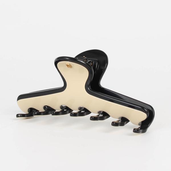 ■スタイルヘアクリップ■カラーPANAMA（Y）-ベージュ×ブラックロゴ部分：ゴールドアレクサンドル ドゥ パリ ALEXANDRE DE PARIS ヘアクリップ LES LISERAI SAINT AMBROISE HAIR CLIP ...