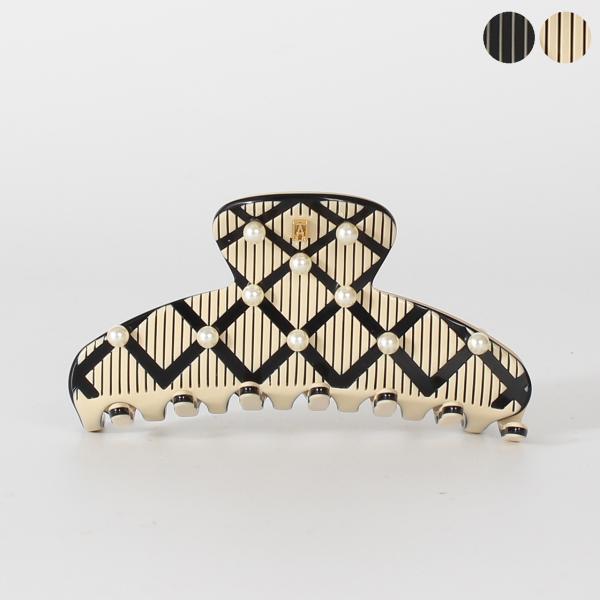 ■スタイルヘアクリップ■カラー[全2色]ROME NOIR（X）- ブラック×ベージュVENDOME（Y）- ベージュ×ブラックロゴ部分：ゴールドアレクサンドル ドゥ パリ ALEXANDRE DE PARIS ヘアクリップ LES PER...