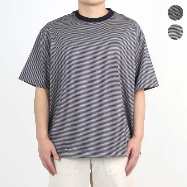 ■スタイルメンズ 半袖Tシャツ■商品説明【MINI BORDER WIDE TEE】60/2ミニボーダー天竺を使用したシルケット加工のワイドシルエットTシャツ。細ピッチの上品なボーダーとゆったりシルエットで、大人の抜け感を演出する一枚です。...