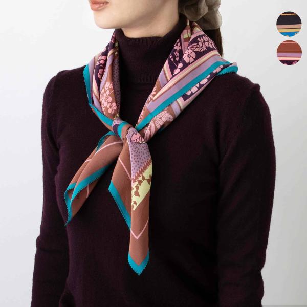 ■スタイルシルクスカーフ■カラー[全2色]BLACK（00004）- ブラックBROWN（00002）- ブラウンマンテロ MANTERO シルクスカーフ MIRRORS GARDEN 0475F 02000 レディース【セール】爆買