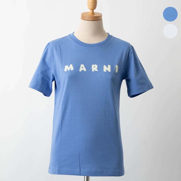 ■スタイルレディース 半袖Tシャツ■商品説明【T-SHIRT WITH MARNI SCRIBBLED LOGO】・レギュラーフィット■カラー[全2色]BLUE LILAC（SLB26） -ブルーライラックLILLY WHITE（SLW01...