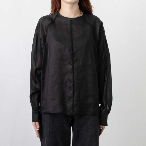 ■スタイルレディース 長袖ブラウス■カラーBLACK（003）- ブラックメタル部分：シルバーマックスマーラ MAX MARA STUDIO 長袖ブラウス EDILE [エディーレ ラミー ガーゼ ブラウス] レディース 16261032【...