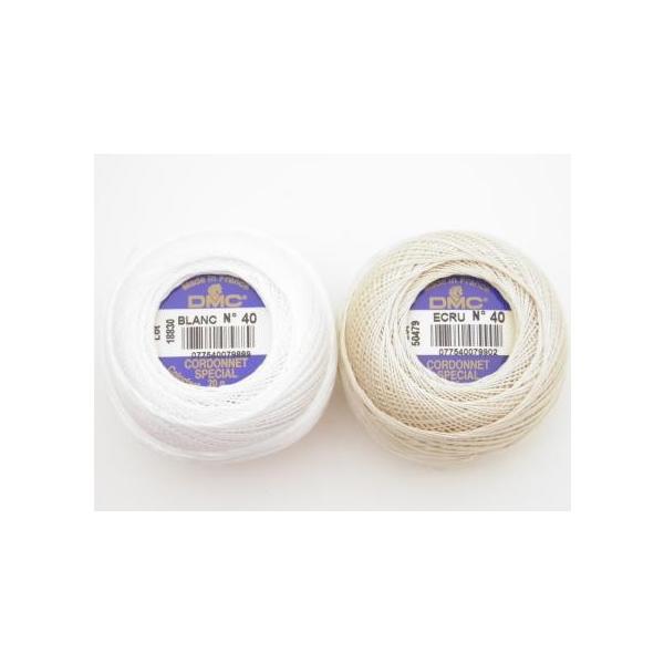 コルドネスペシャル　デリケートさと美しい光沢が特徴。●色数：2色（BLANC, ECRU）●素材：綿100%●重さ（長さ）：20g巻 　　40番=220m 　