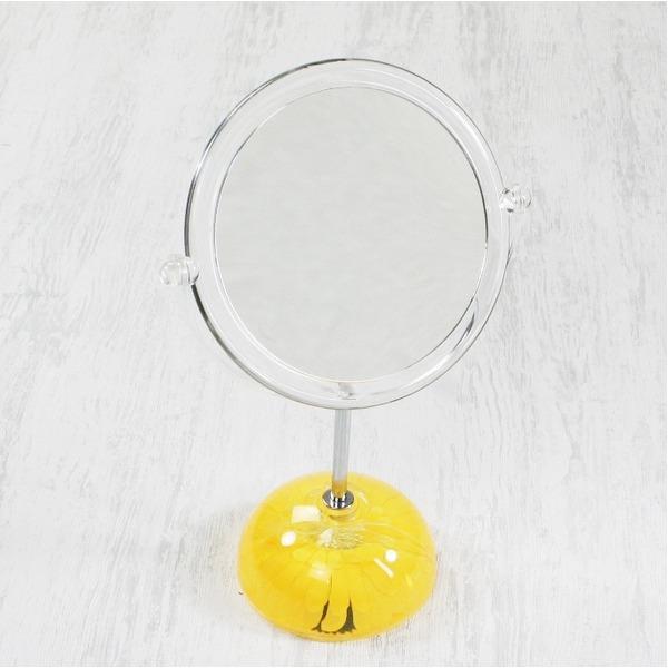 【商品名】 アクリル製スタンドミラー/卓上鏡 【丸型 ひまわり柄】 造花 【ジャンル・特徴】 円形のコンパクトでかわいい卓上ミラー [ W1-A8878 ]